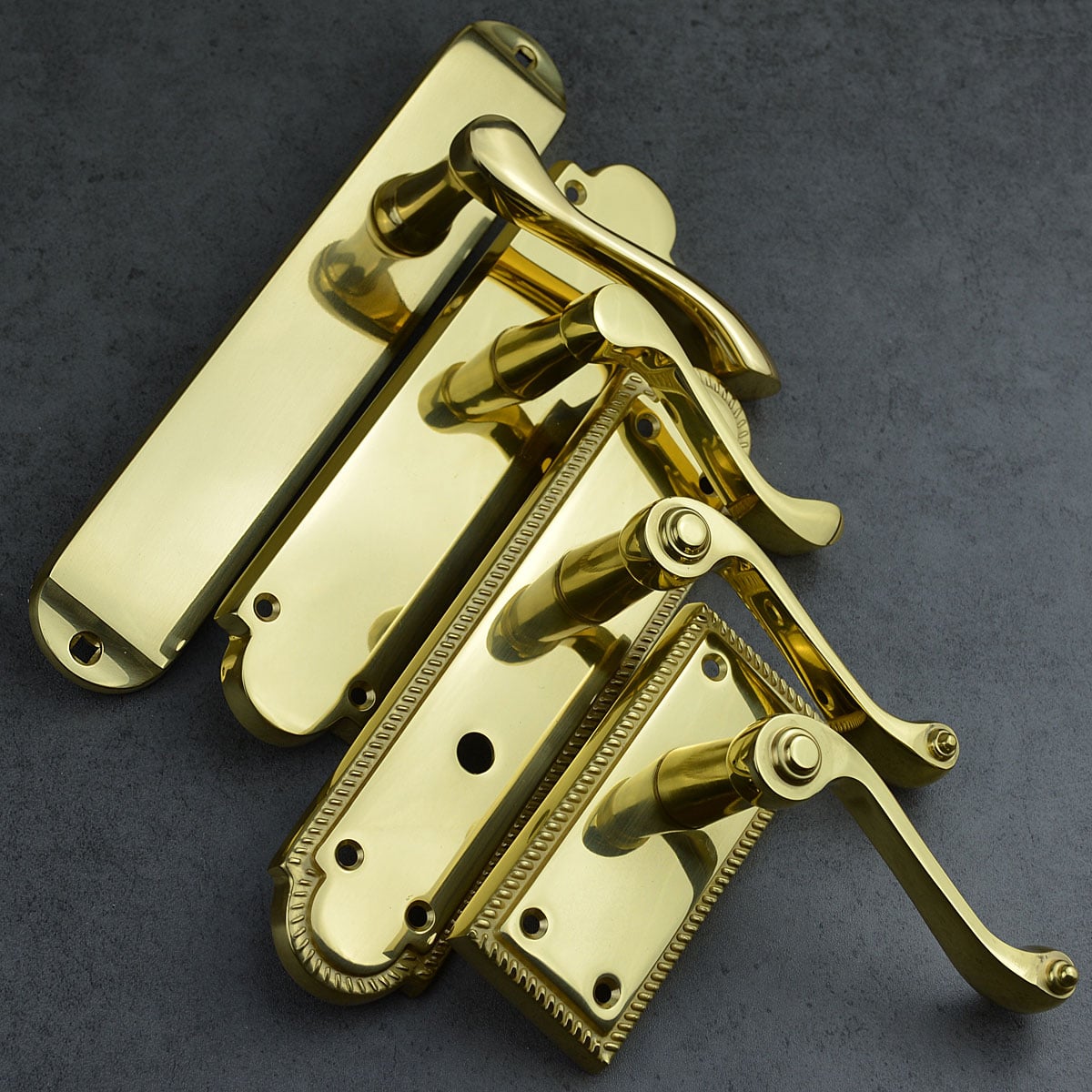 Solid Brass Door Handles With Rose or Backplate from HandleStore.com