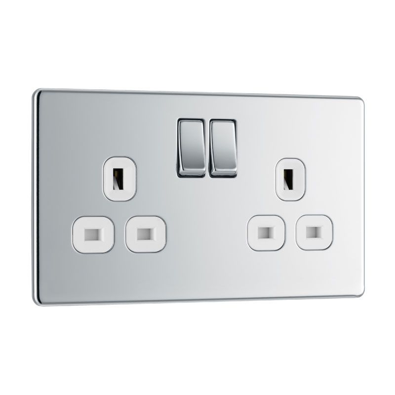 PS04 Double Plug Socket | Push-on Plate 2 Gang | HandleStore.com