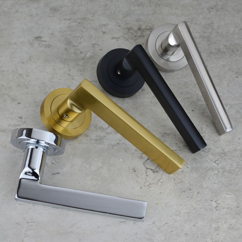 Z747 Modern Matt Black Lever Rose Door Handles – Chrome and Sat Nickel