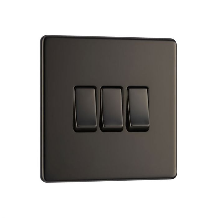 LS07 Light Switch | Screwless Push-on Plate 3 Gang | HandleStore.com