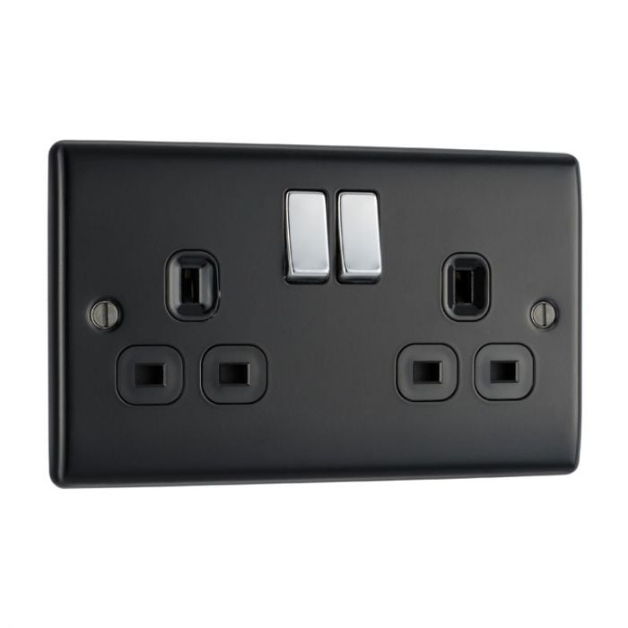 PS02 Double Plug Socket | Screw Plate 2 Gang | HandleStore.com