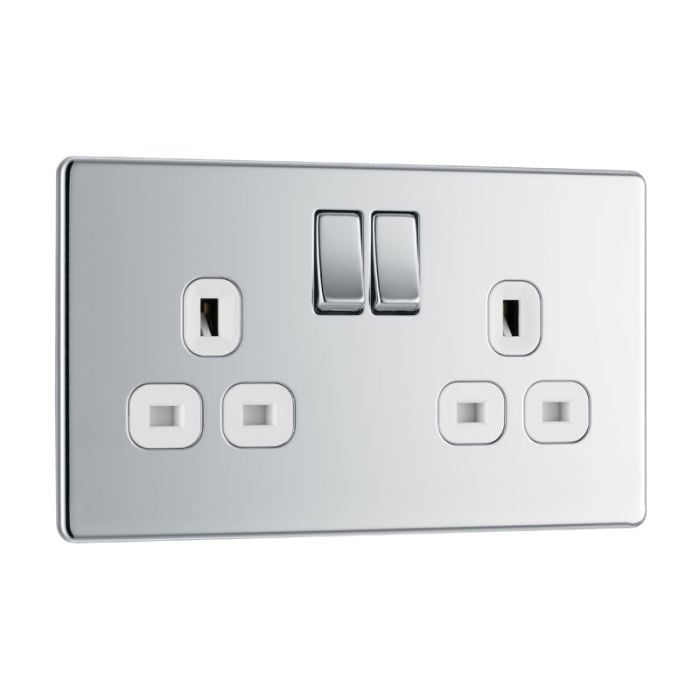 PS04 Double Plug Socket | Push-on Plate 2 Gang | HandleStore.com