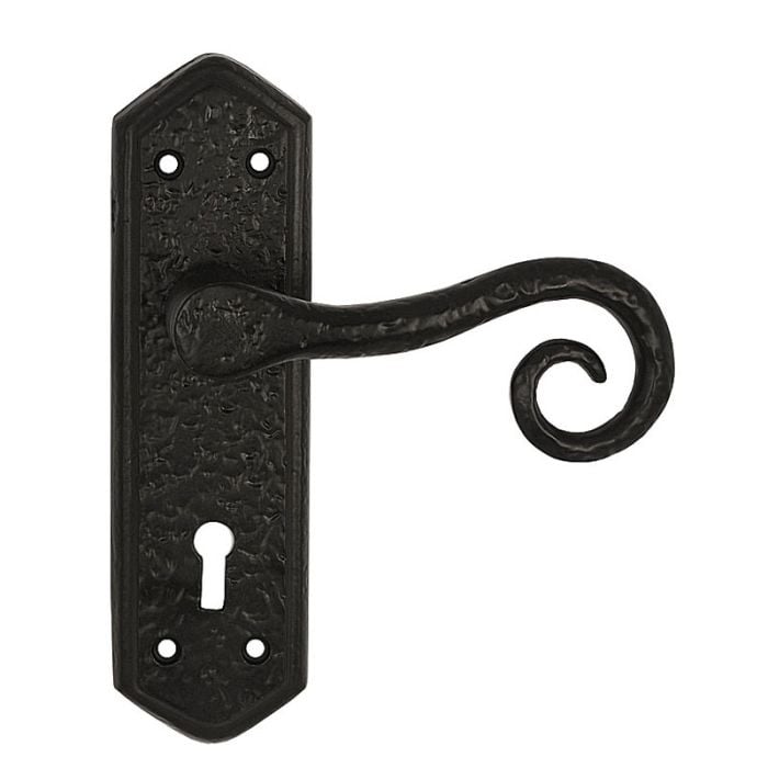 Black Monkey Tail Locking Door Handle - HandleStore.com