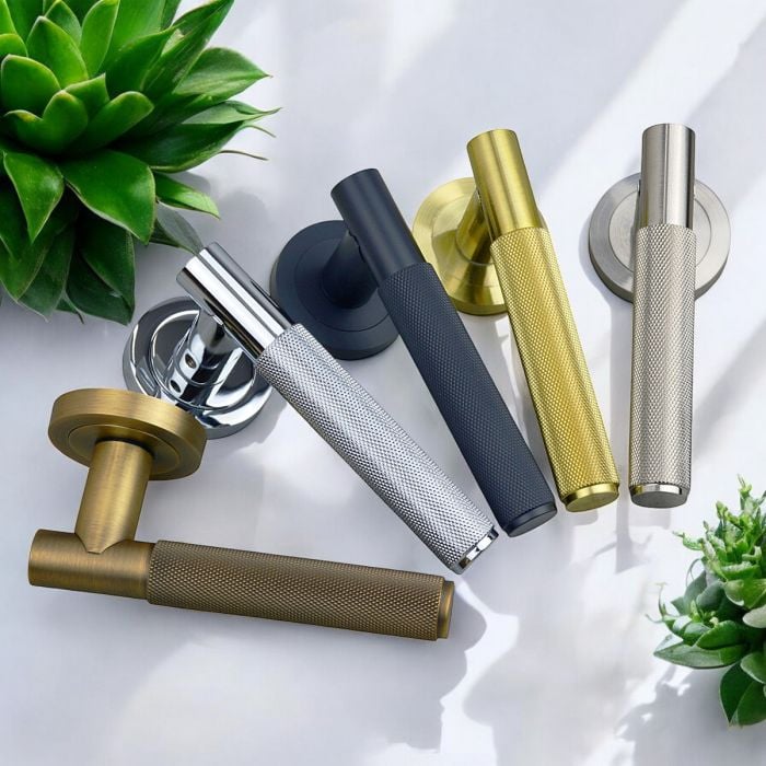 Z720 Knurled Lever Rose Door Handles | Straight Lever | HandleStore