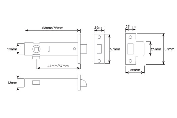 Tubular Door Latch for interior door handles